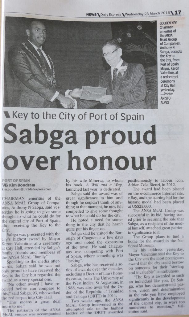 Dr. Anthony N. Sabga was presented with the Key to the City of Port Of ...